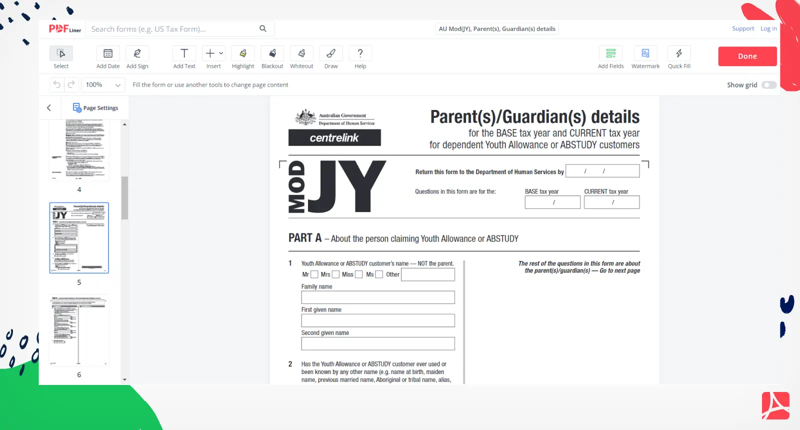 Fillable AU Mod JY Parent s Guardian s Details Blank PDFliner Fillable AU Mod JY Parent s Guardian s Details Blank PDFliner