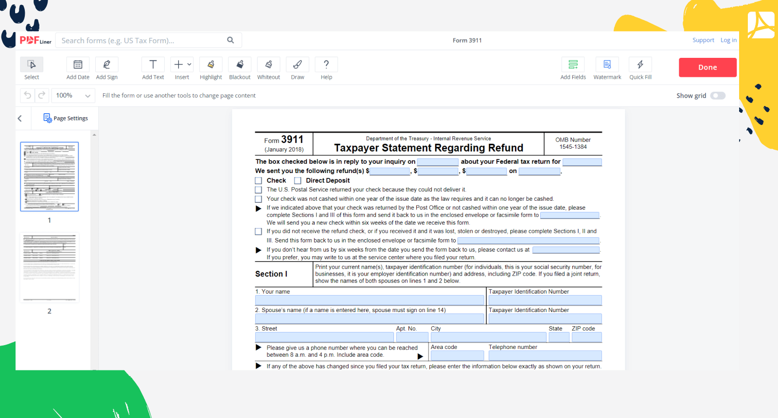 Form 3911 Fillable And Printable Blank PDFline Form 3911 Fillable And Printable Blank PDFline