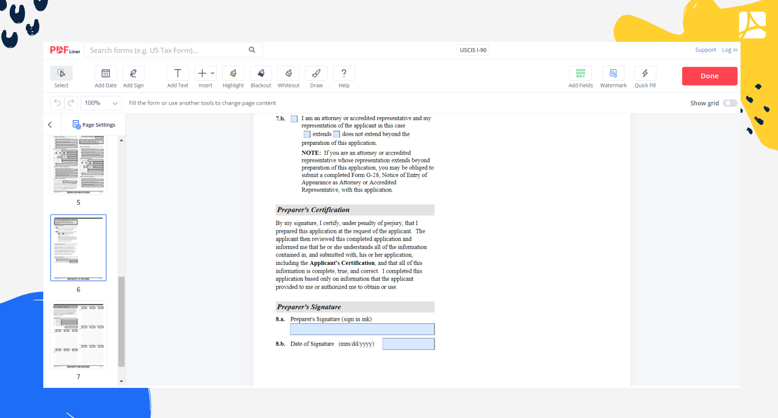 USCIS Form I 90 PDF Blank Sign Forms Online PDFliner USCIS Form I 90 PDF Blank Sign Forms Online PDFliner