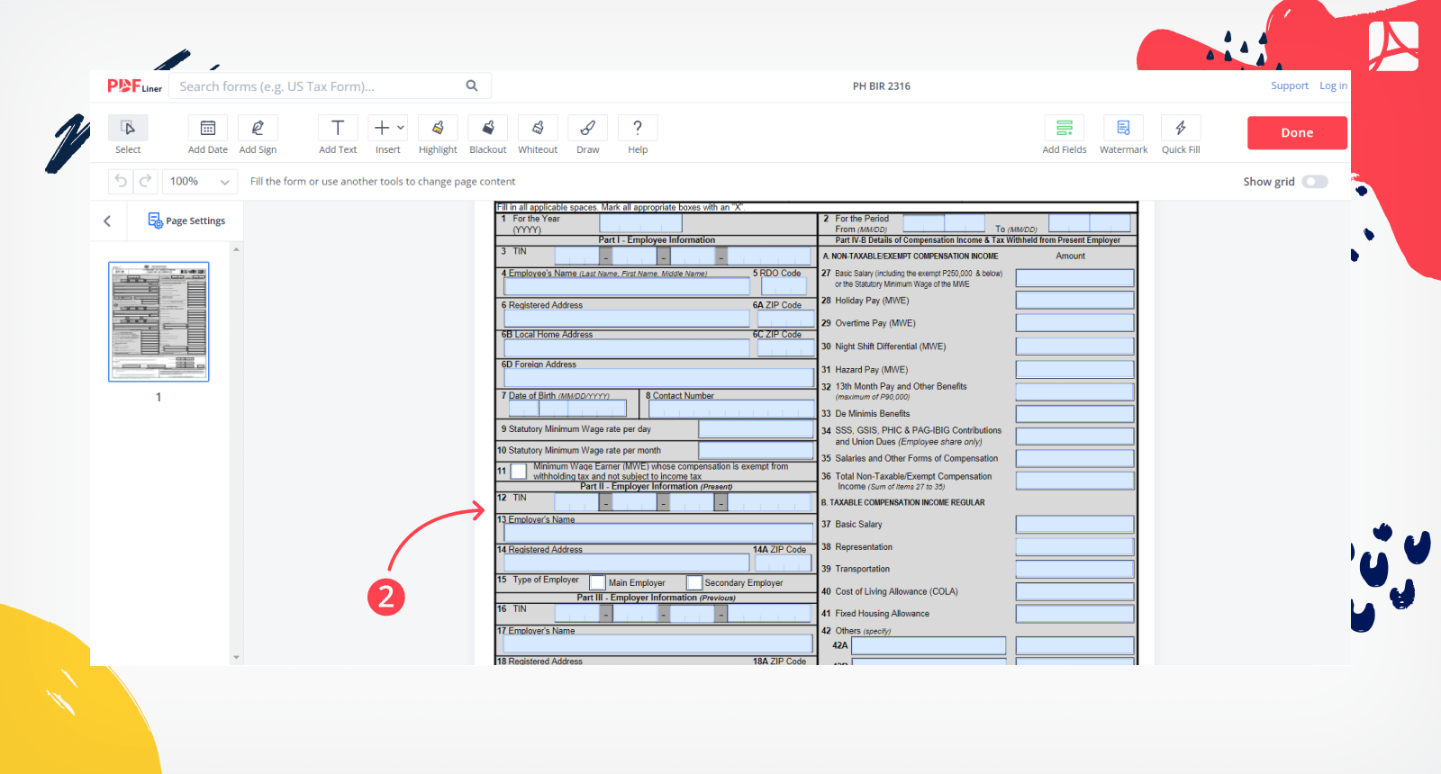BIR 2316 form, Print blank PH BIR 2316 online | PDFliner