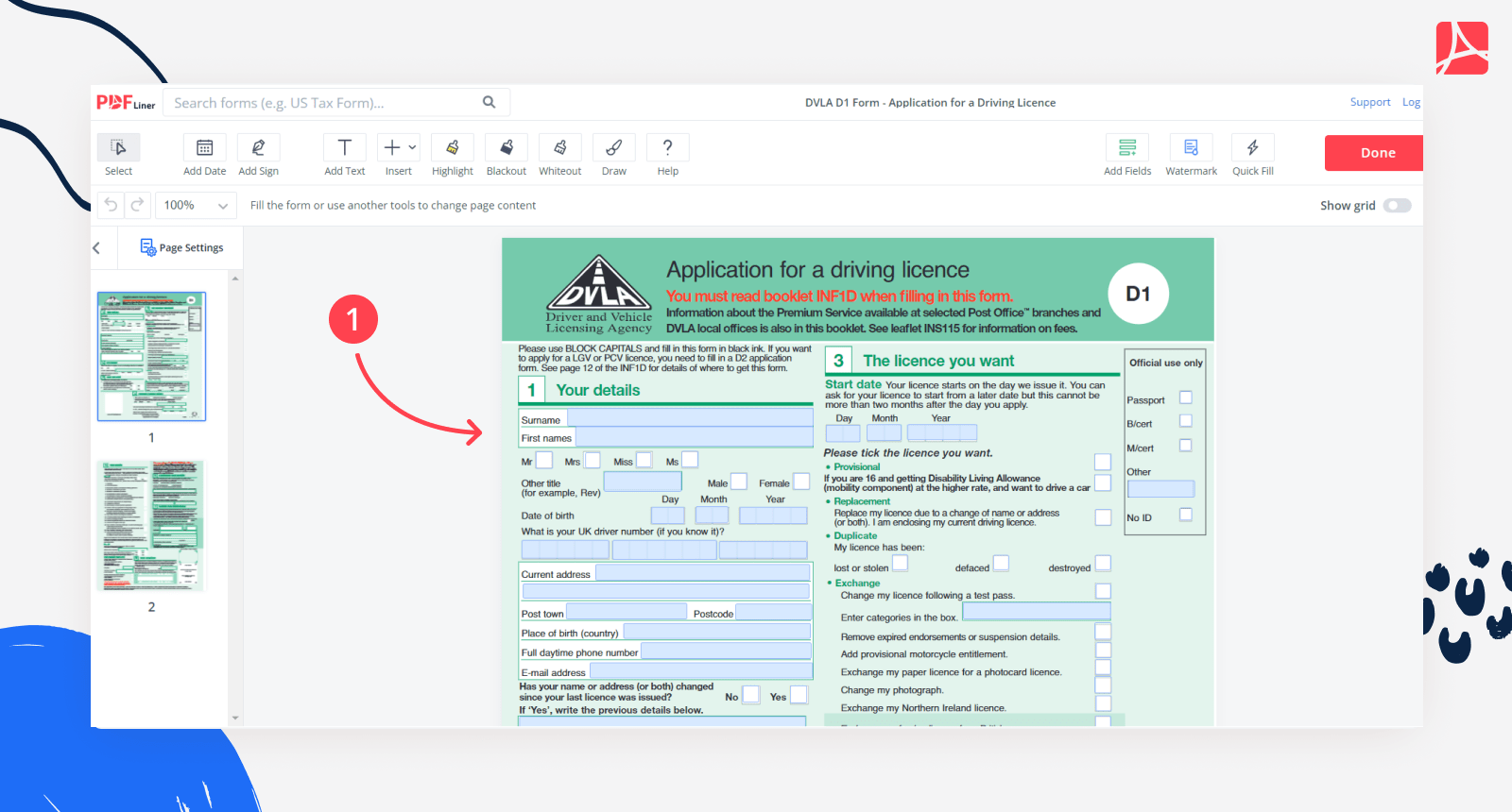 DVLA D1 Form Download D1 Driving License Application PDFLiner DVLA D1 Form Download D1 Driving License Application PDFLiner